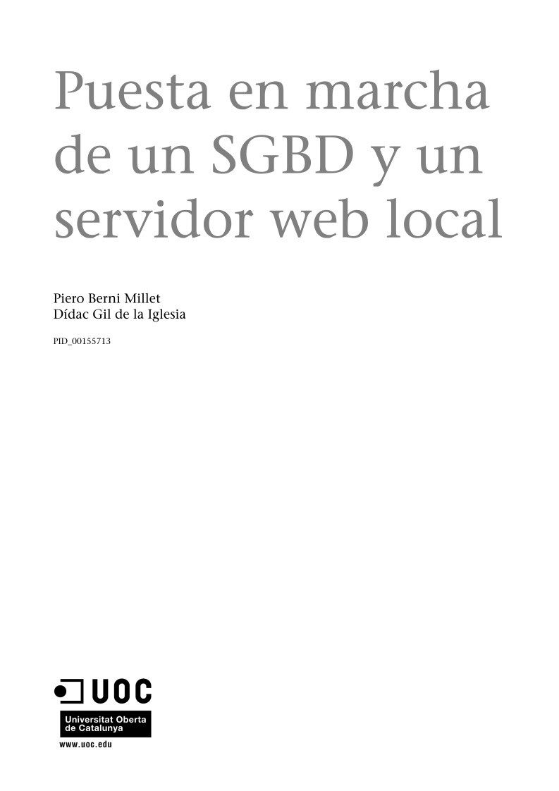 PDF de programación - Puesta en marcha de un SGBD y un servidor web local